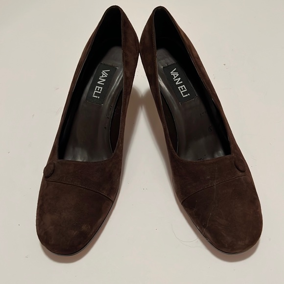 Van Eli | Shoes | Van Eli Brown Suede Heels | Poshmark